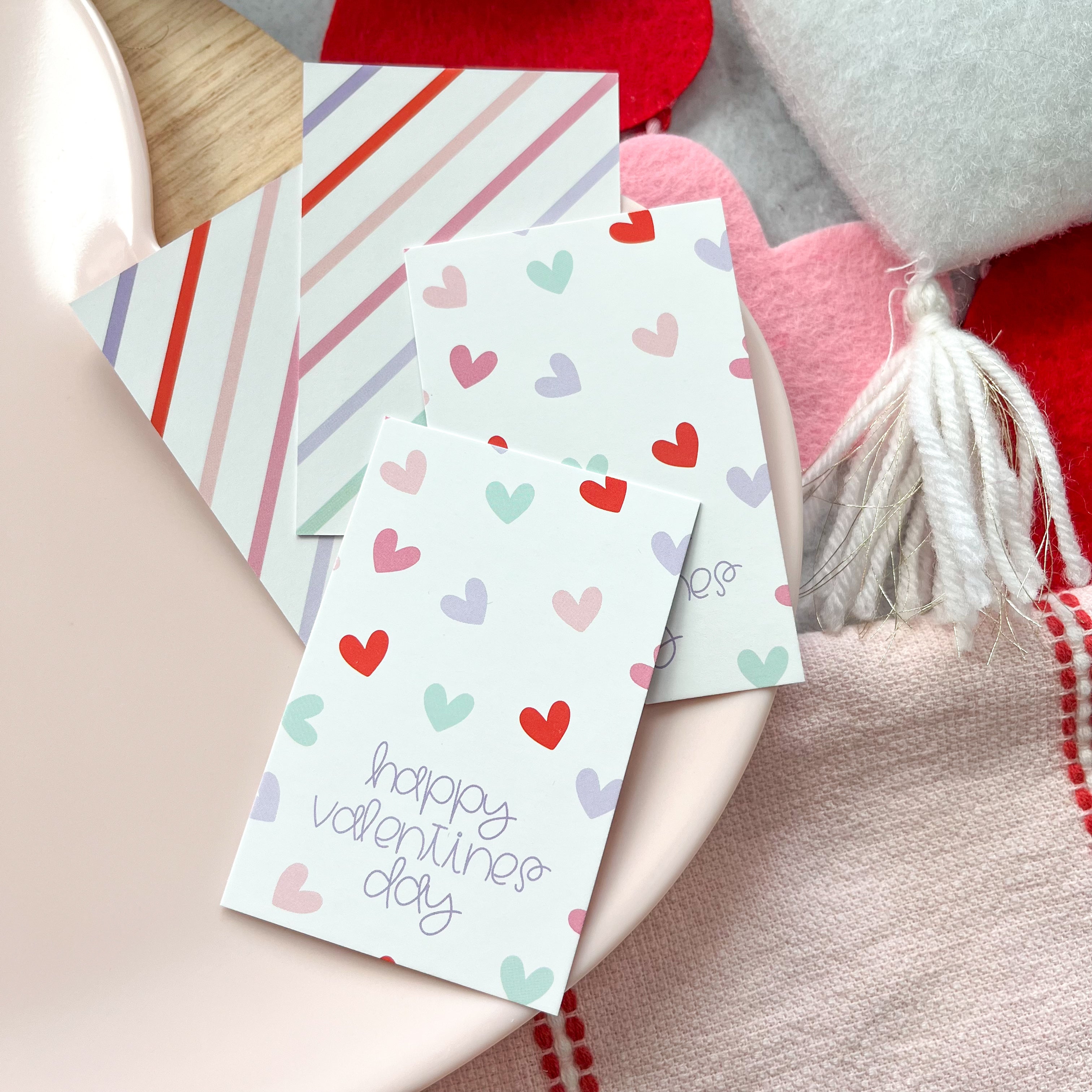 multicolored hearts happy valentines day rectangle tags - pack of 24 ...