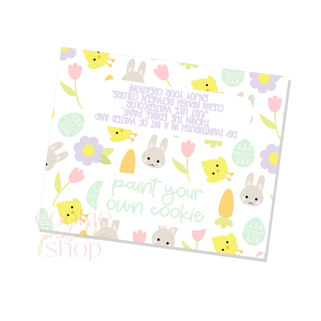 easter paint your own cookie instructions bag topper - digital downloa ...